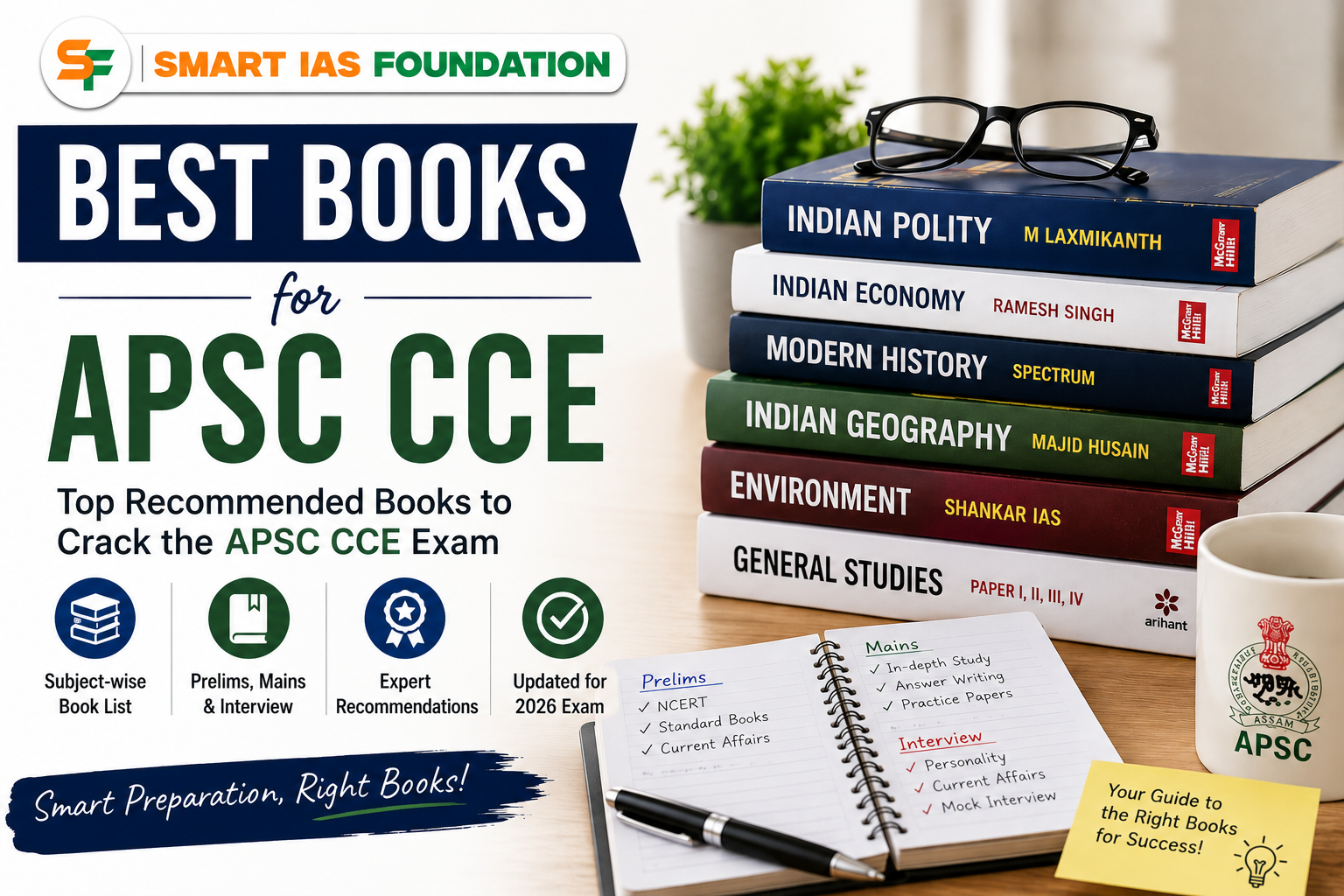 Best Books for APSC CCE 2026 – Subject-wise Reading List
